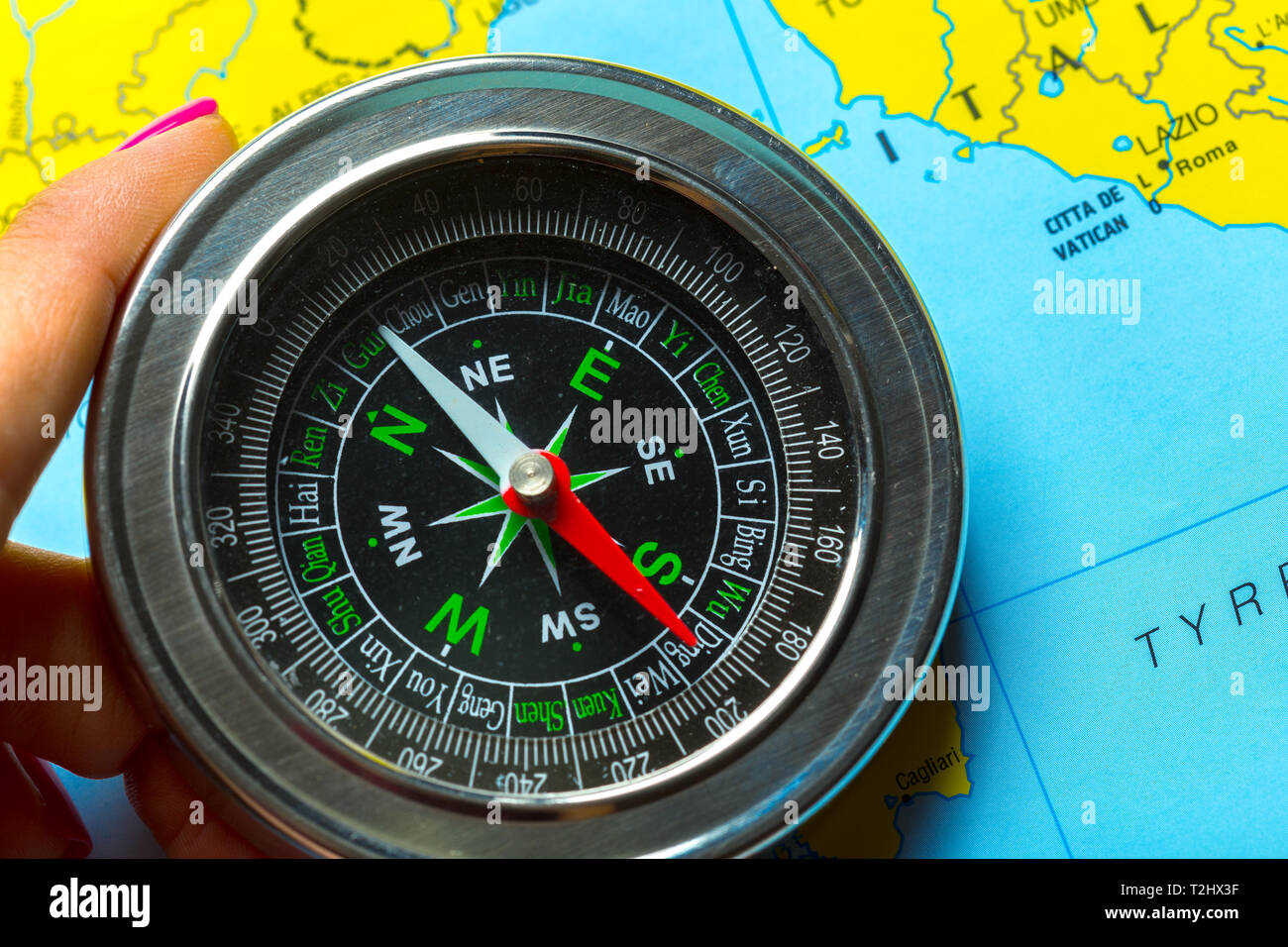 compass on map background travel Stock Photo - Alamy