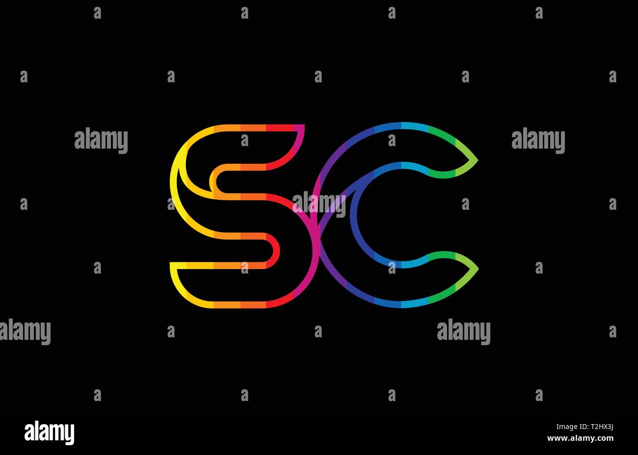 rainbow color colored colorful alphabet letter sc s c logo combination ...