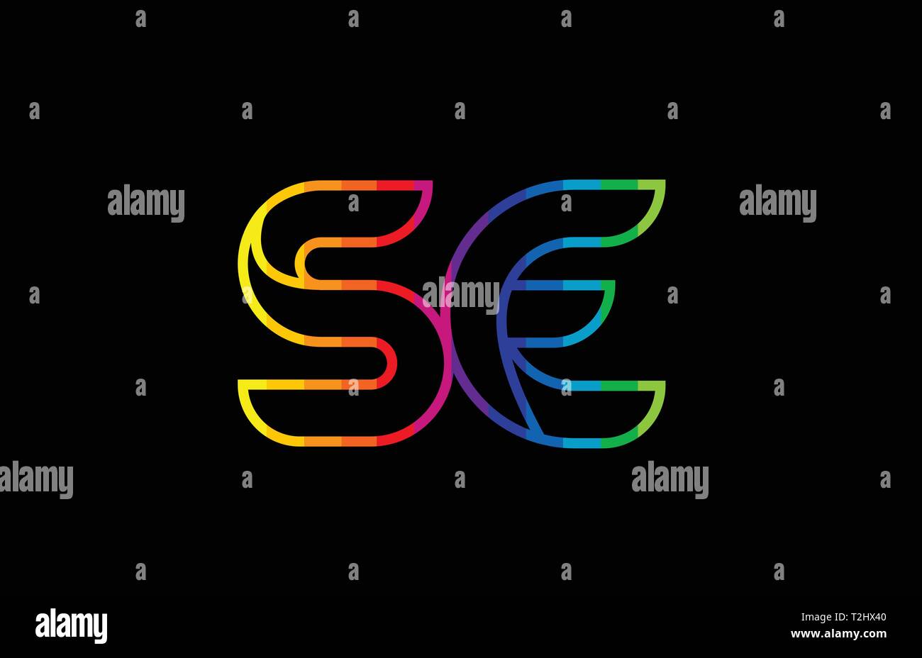rainbow color colored colorful alphabet letter se s e logo combination ...