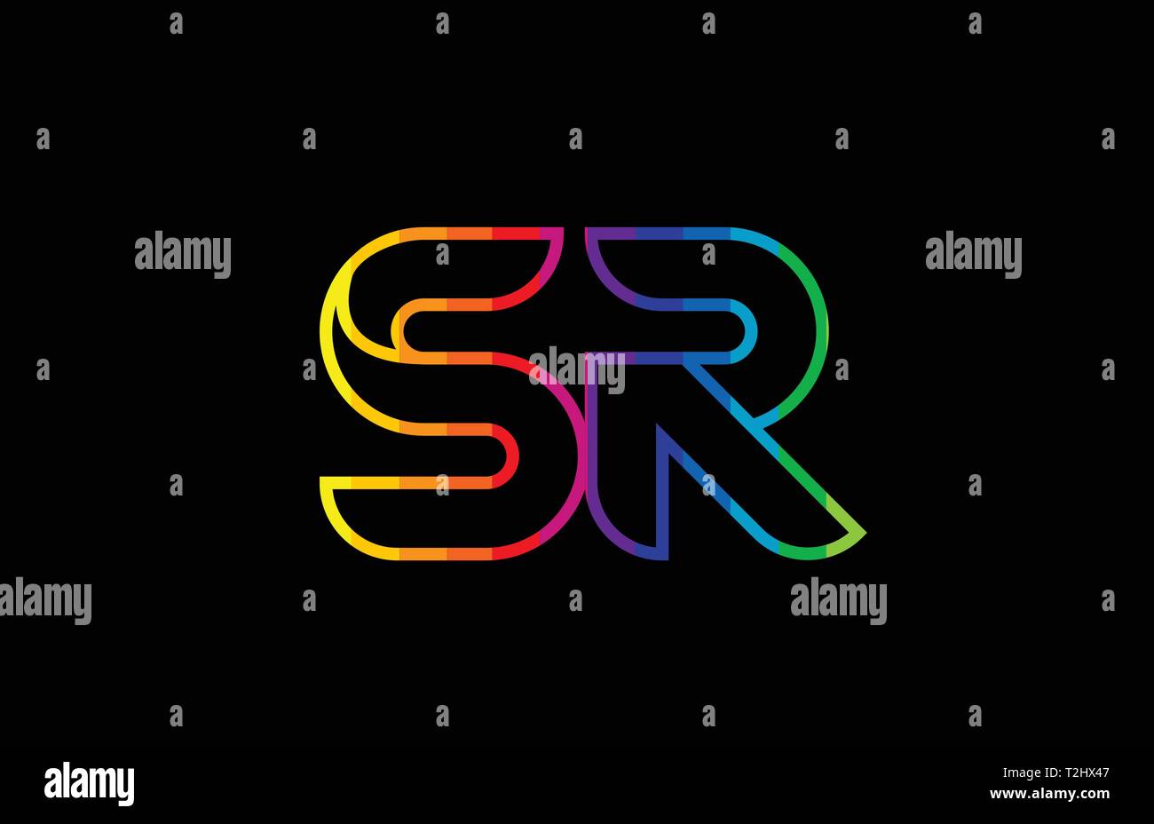 rainbow color colored colorful alphabet letter sr s r logo combination ...