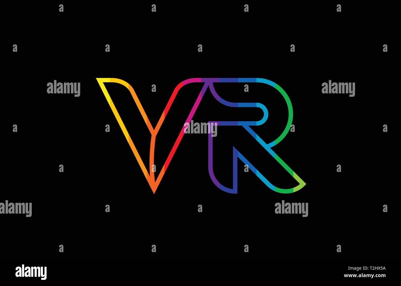 rainbow color colored colorful alphabet letter vr v r logo combination ...