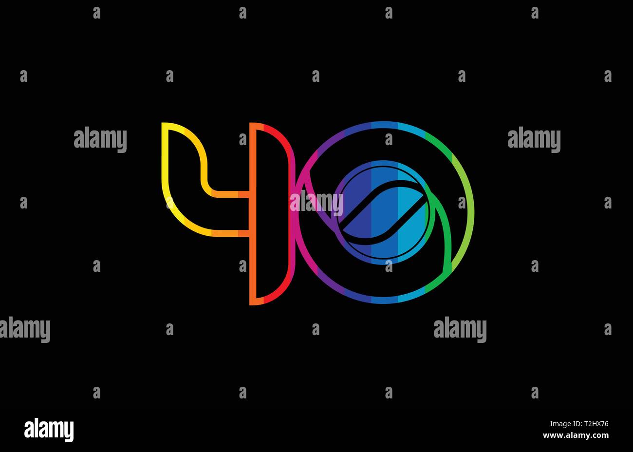 rainbow color colored colorful number 40 logo design suitable for a ...
