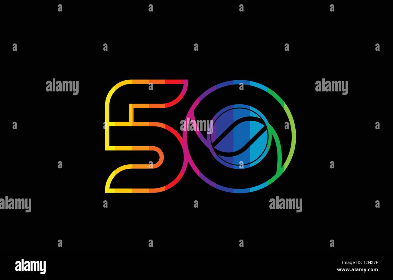 rainbow color colored colorful number 50 logo design suitable for a ...