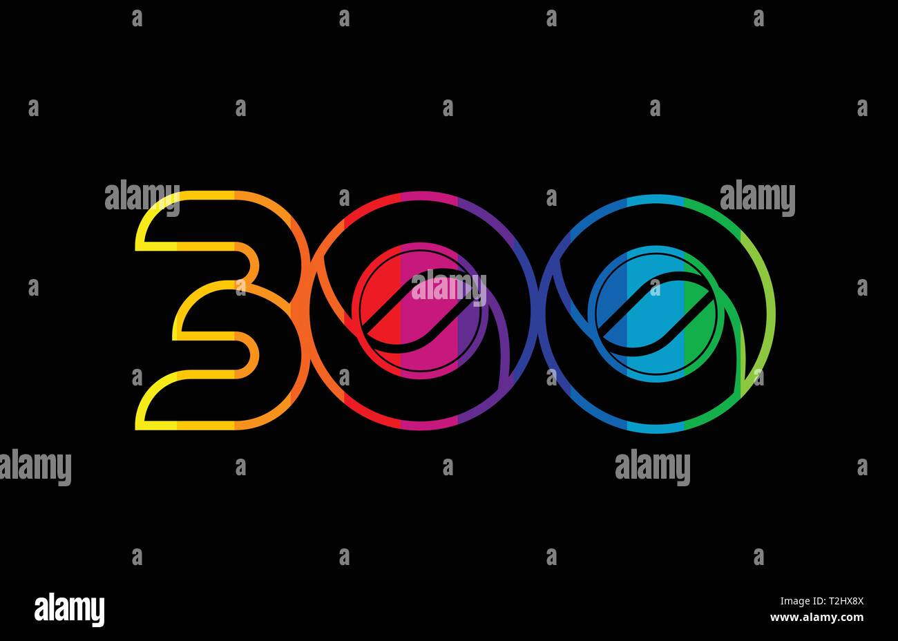 rainbow color colored colorful number 300 logo design suitable for a ...