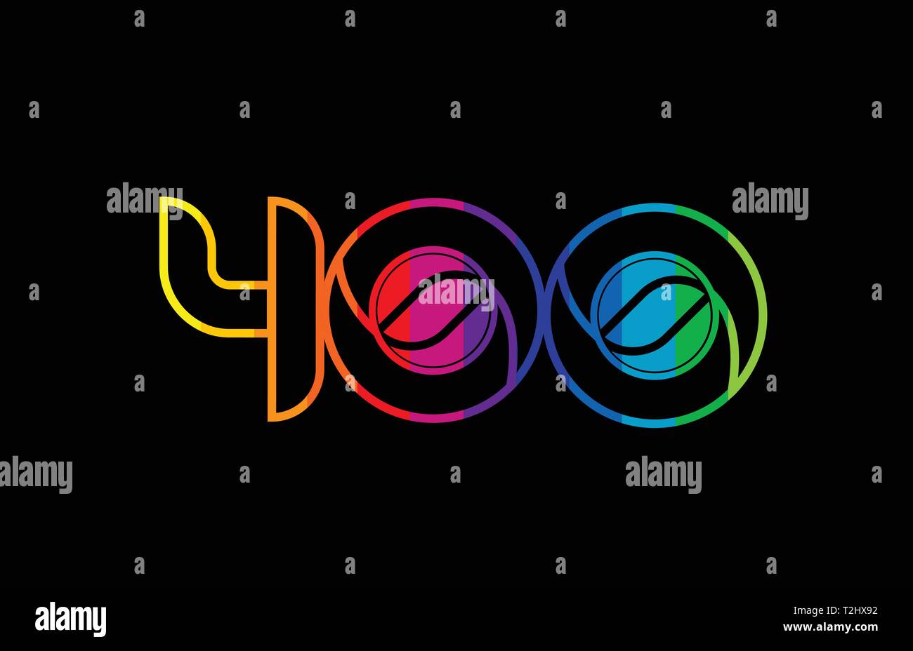 rainbow color colored colorful number 400 logo design suitable for a ...