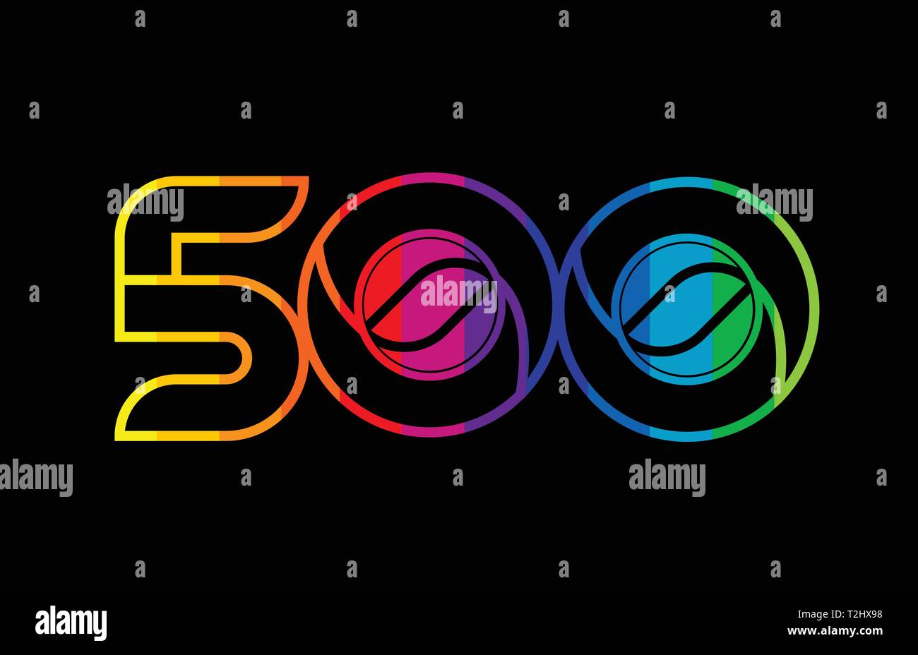 rainbow color colored colorful number 500 logo design suitable for a ...