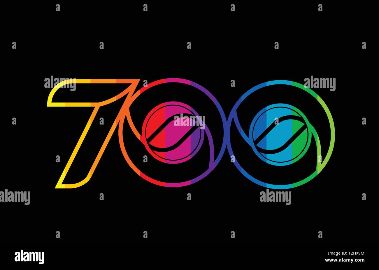 rainbow color colored colorful number 700 logo design suitable for a ...