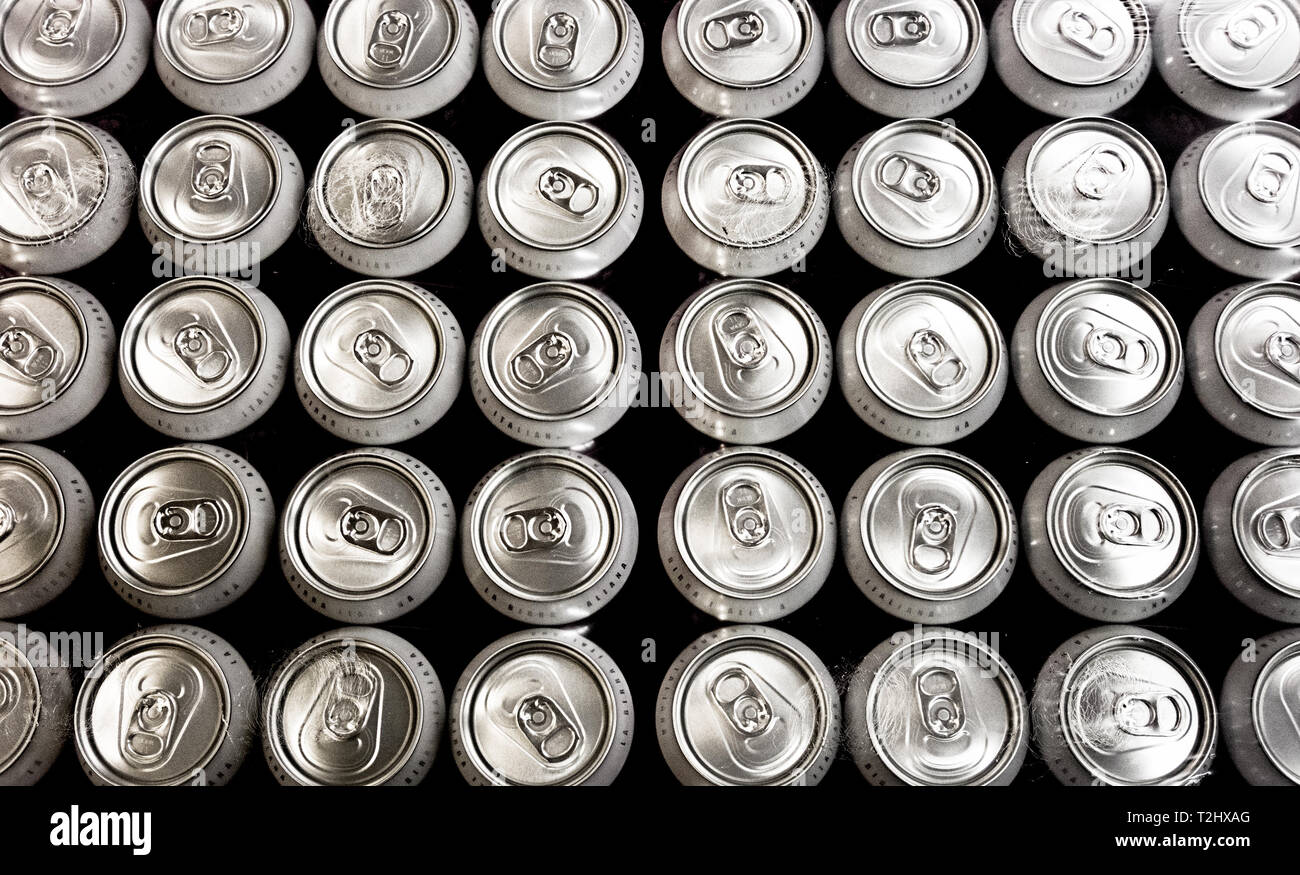 top view group of cans background Stock Photo - Alamy