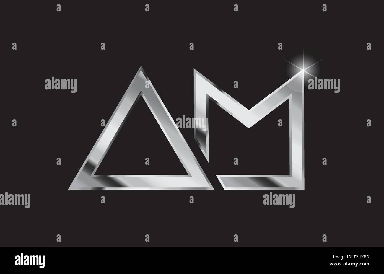 silver metal alphabet letter logo combination am a m design suitable ...