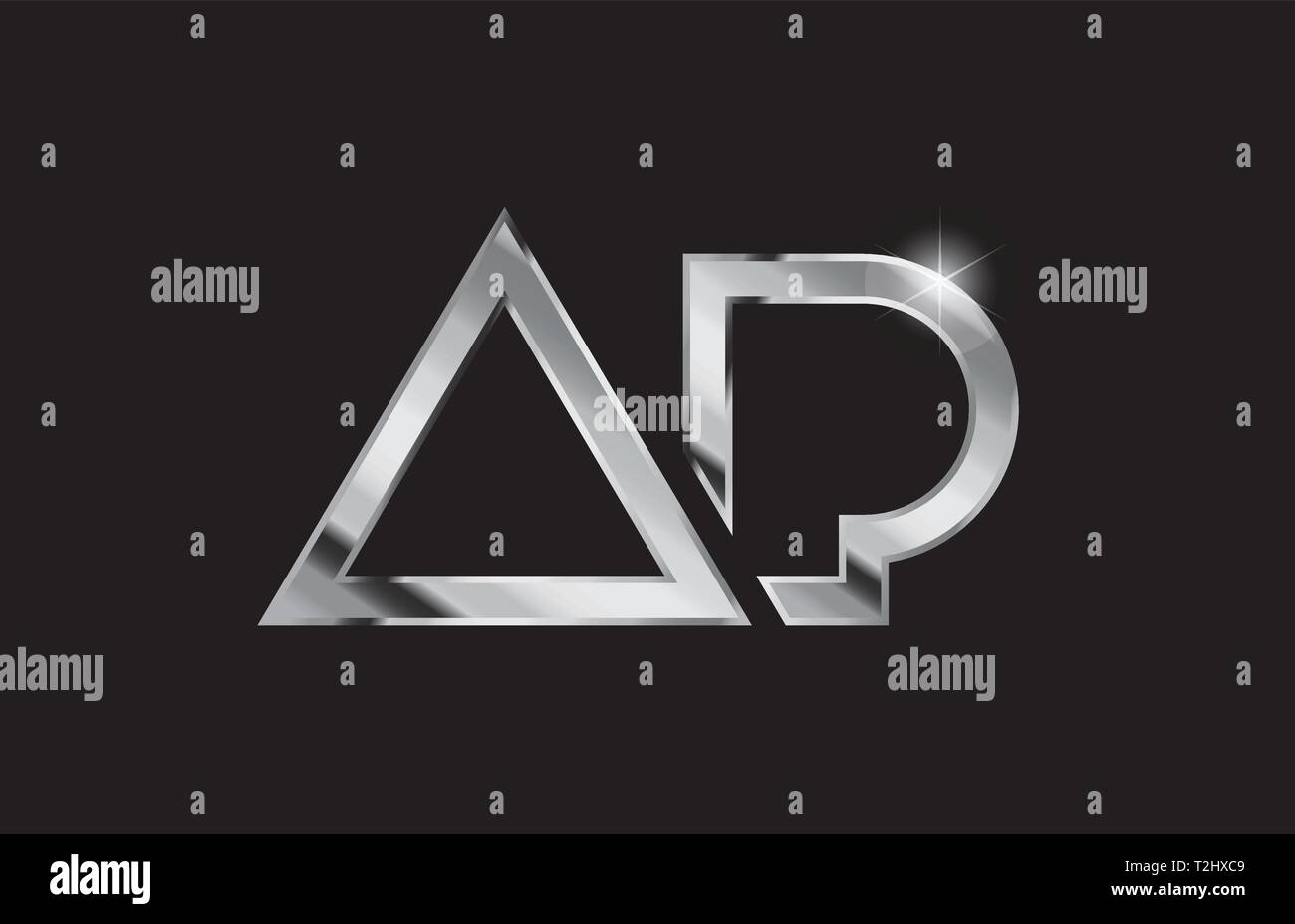 silver metal alphabet letter logo combination ap a p design suitable ...