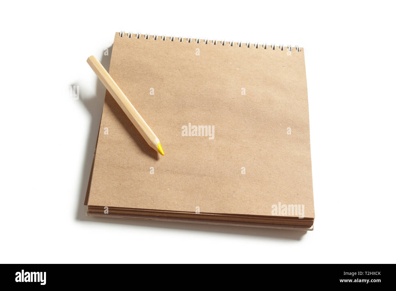 Blank Note Book With Wood Pencil Stock Photo - Alamy