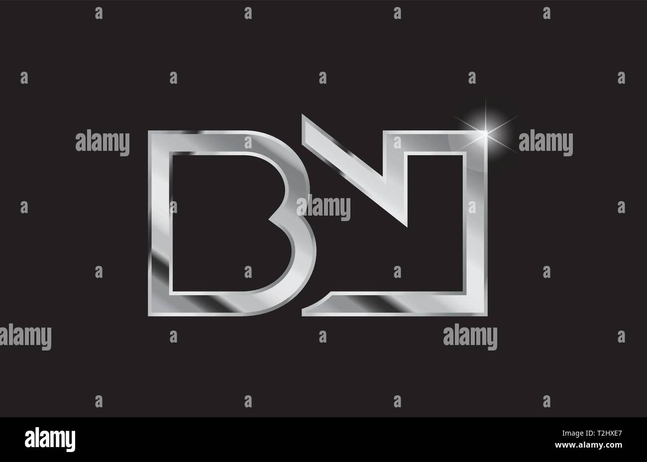 silver metal alphabet letter logo combination bn b n design suitable ...