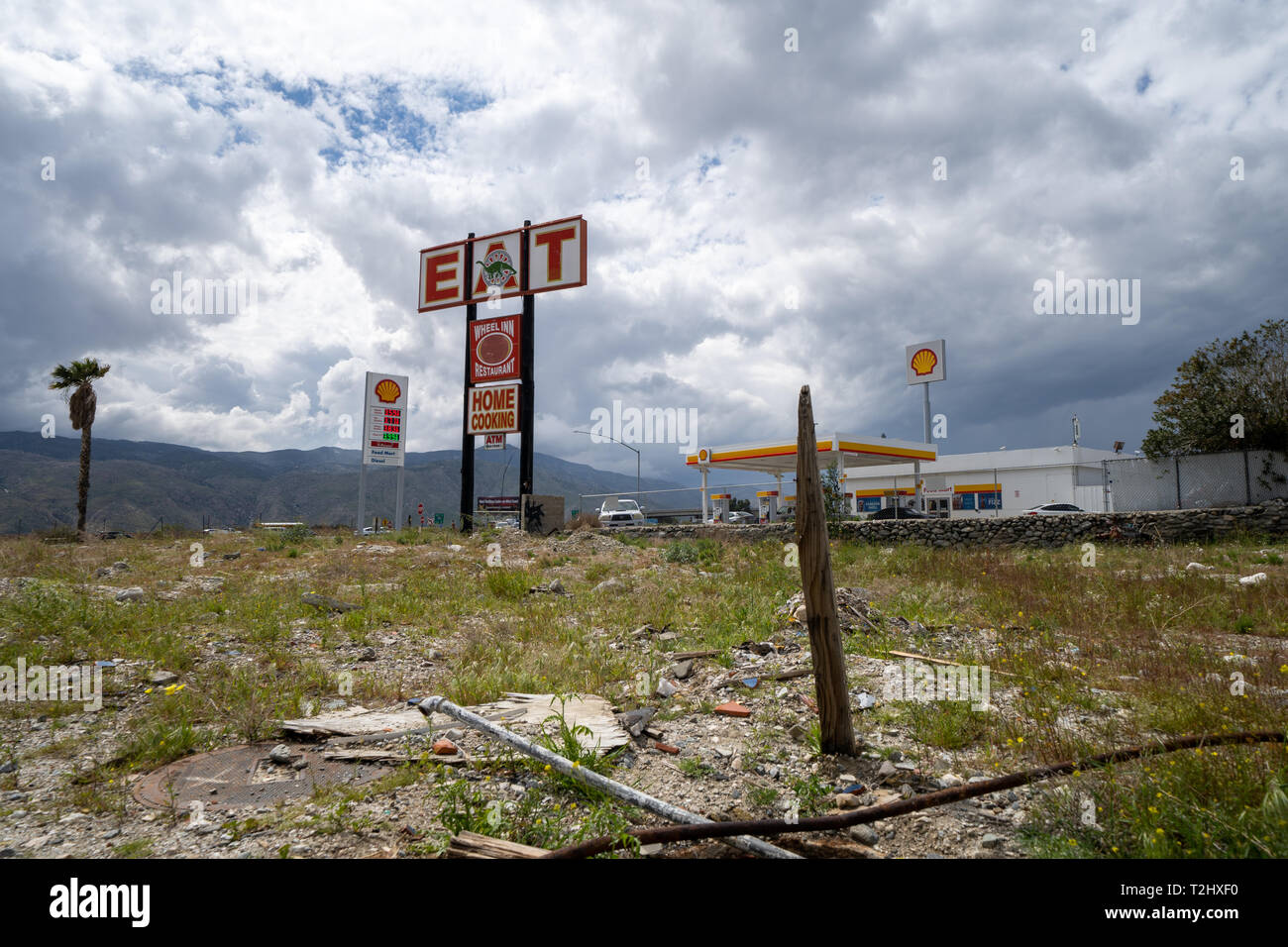 March 20, 2019 - Cabazon, California: Only the sign remains of the ...
