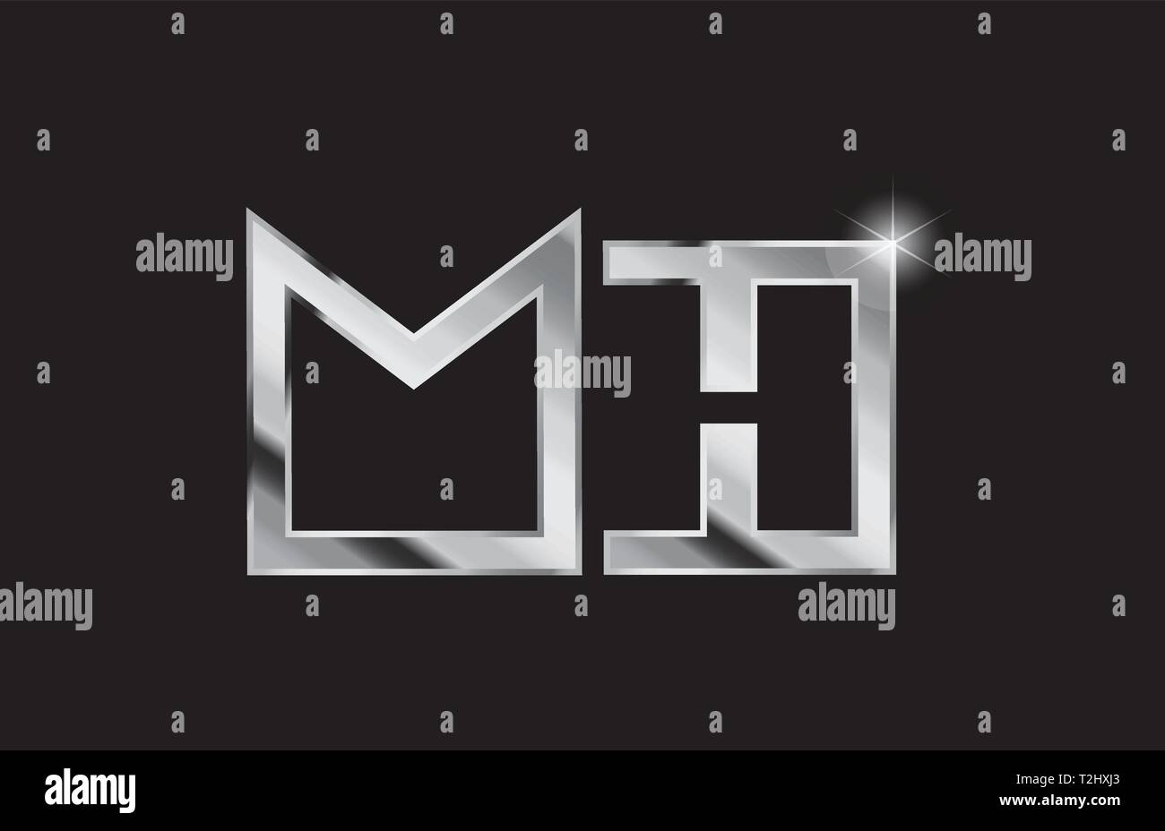 silver metal alphabet letter logo combination mh m h design suitable ...