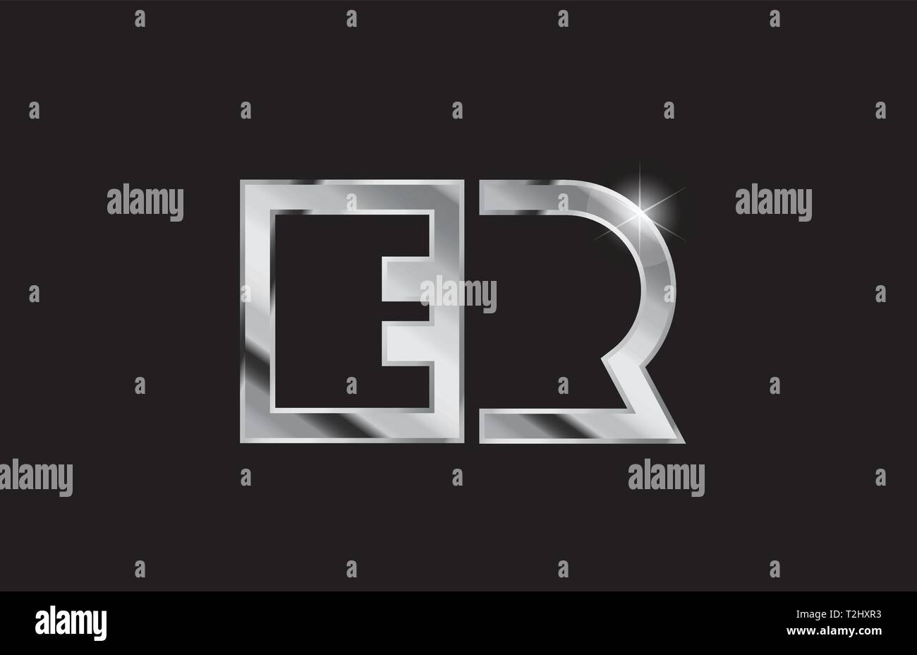 silver metal alphabet letter logo combination er e r design suitable ...