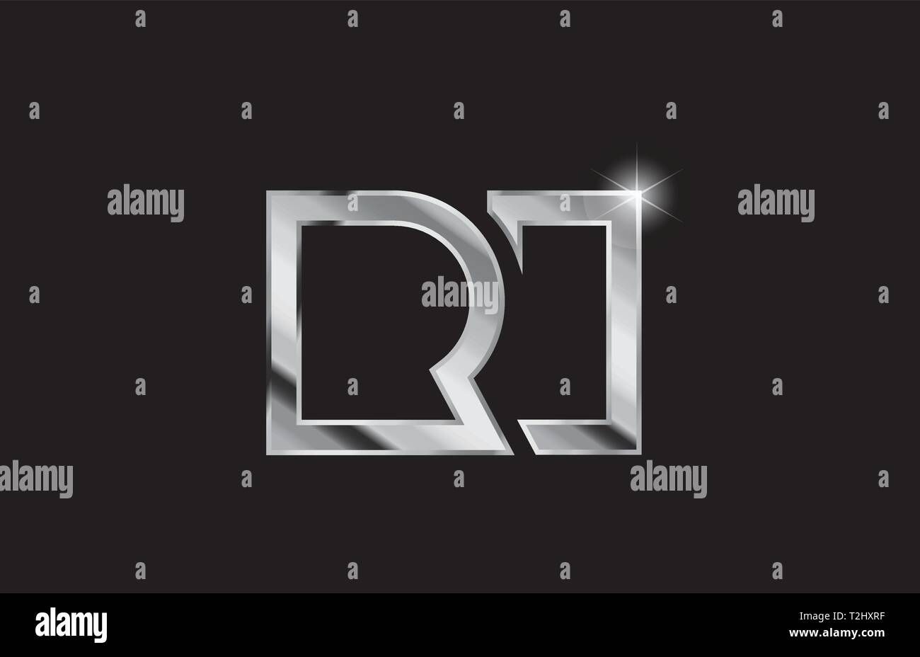 silver metal alphabet letter logo combination ri r i design suitable ...