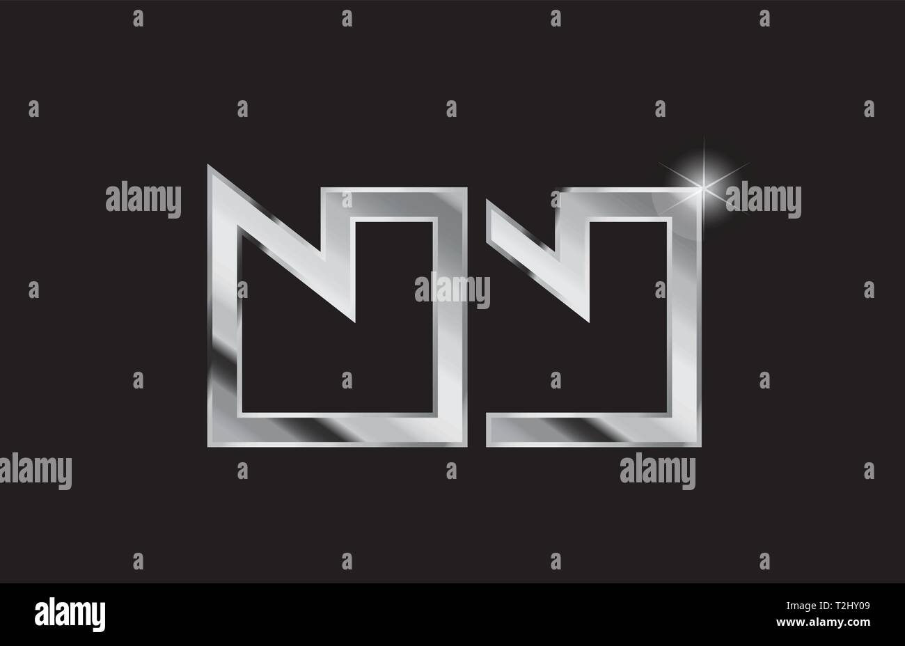 silver metal alphabet letter logo combination nn n n design suitable ...