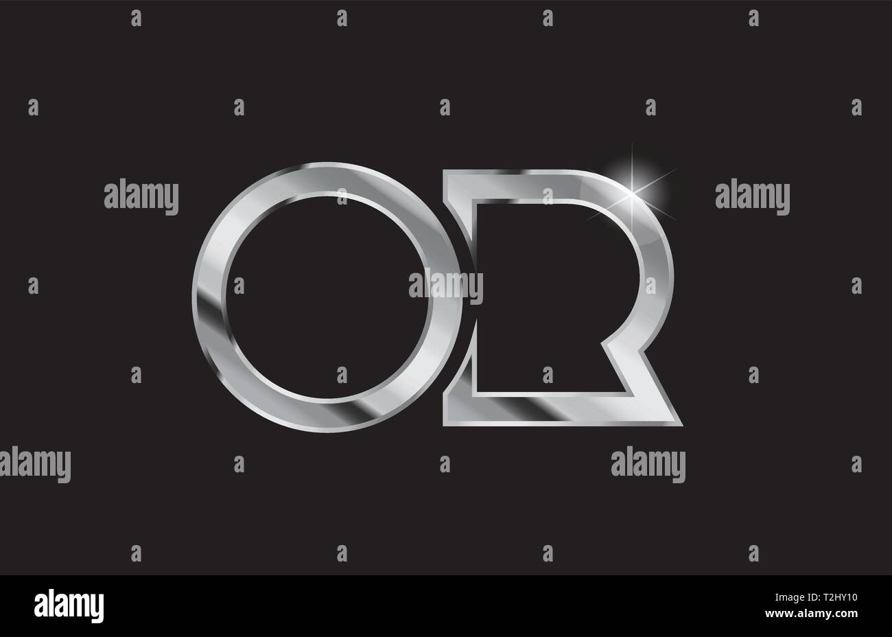 silver metal alphabet letter logo combination or o r design suitable ...