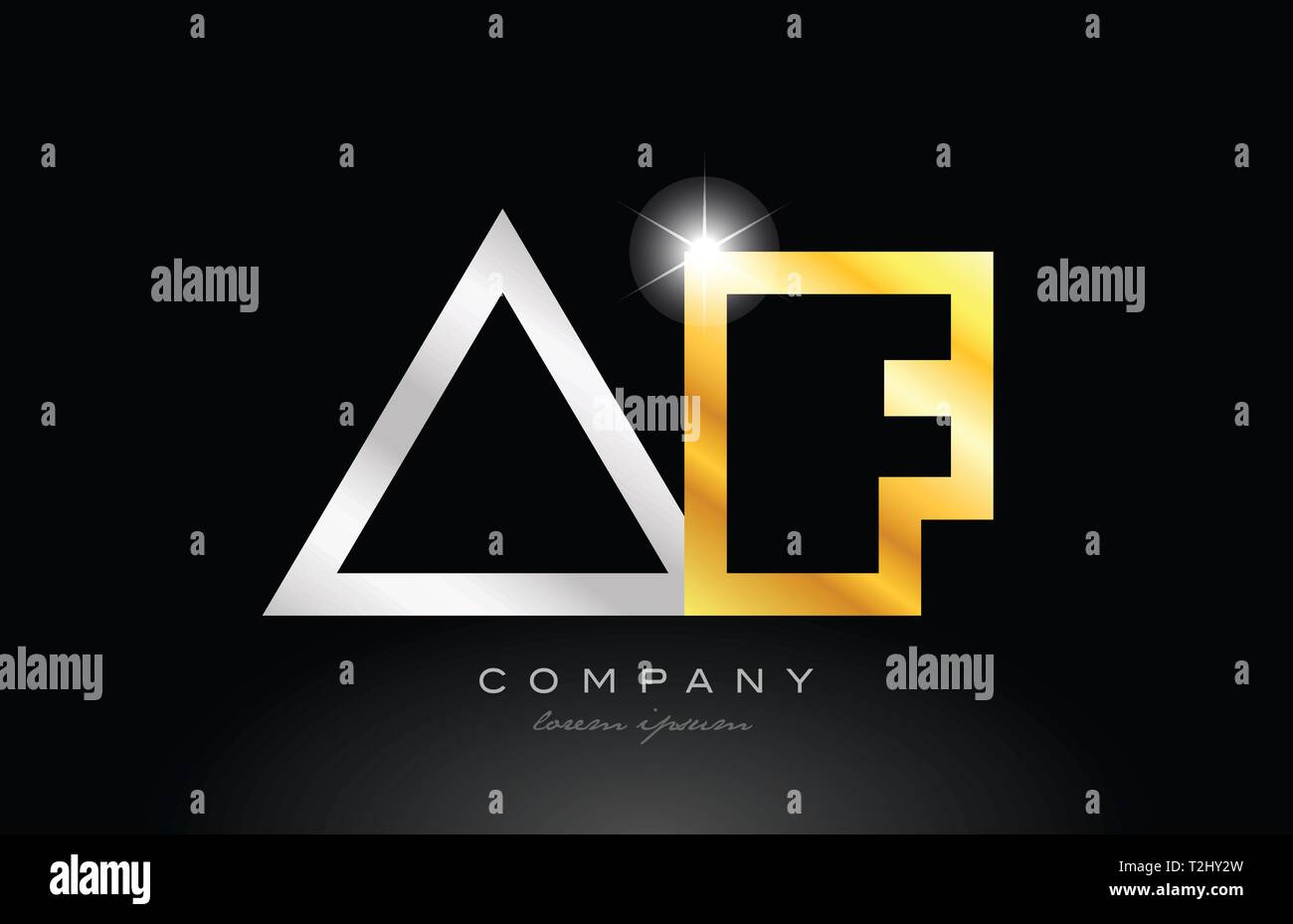 gold silver alphabet letter logo combination af a f design suitable for ...