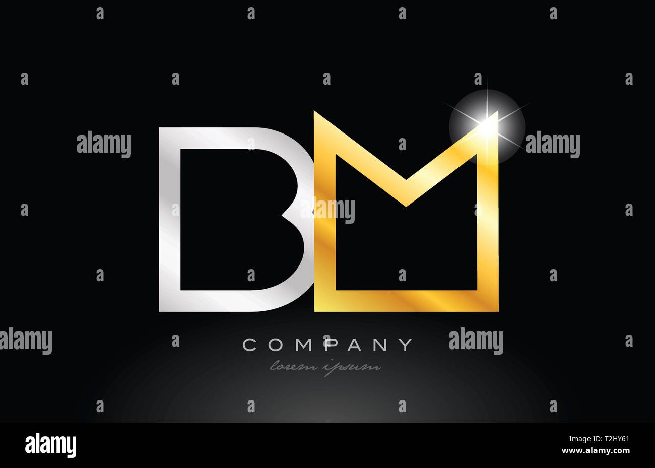 gold silver alphabet letter logo combination bm b m design suitable for ...