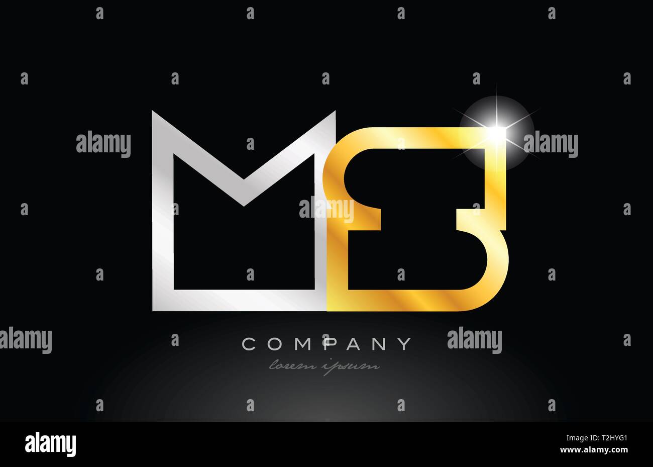 gold silver alphabet letter logo combination ms m s design suitable for ...