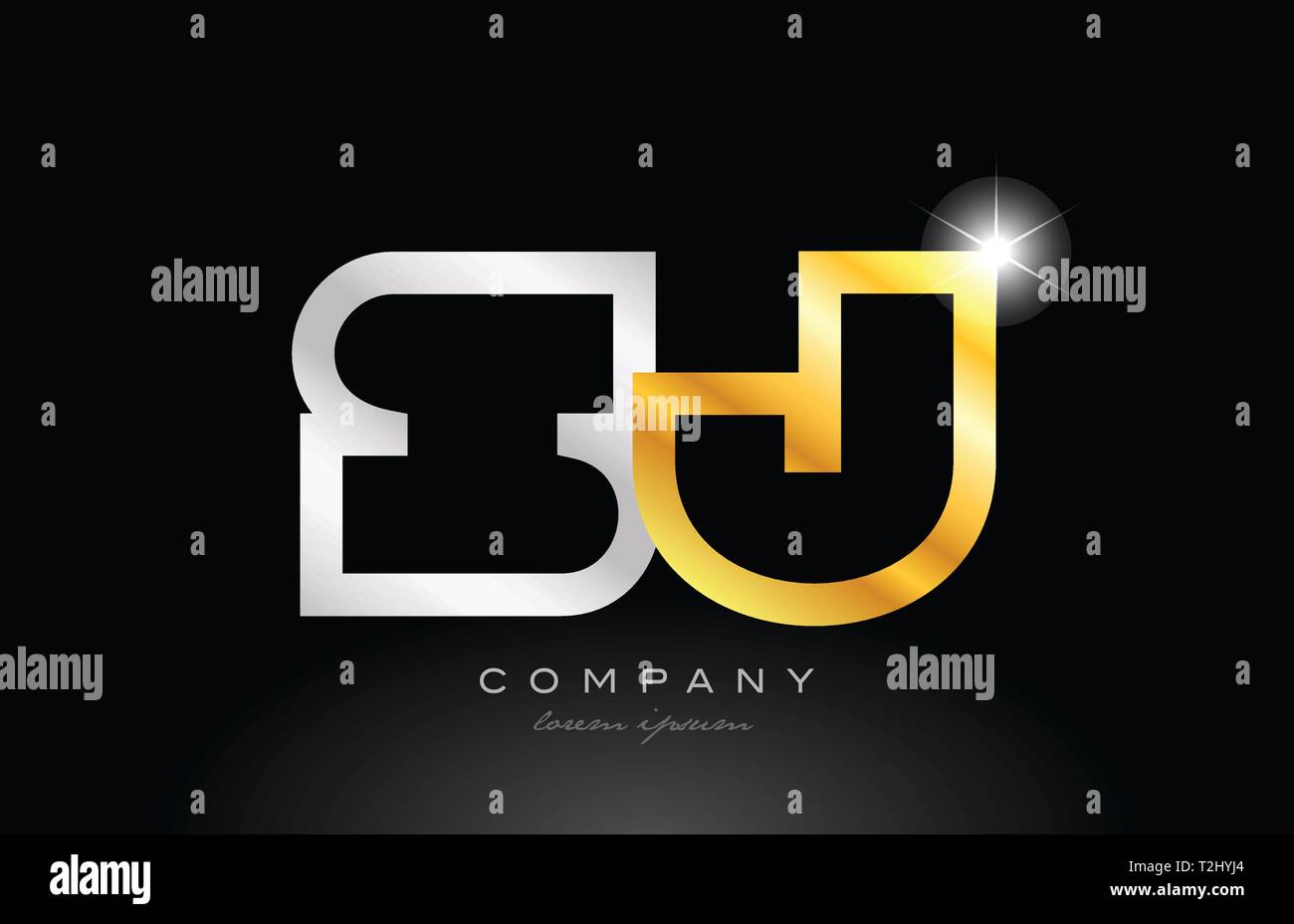 gold silver alphabet letter logo combination sj s j design suitable for ...