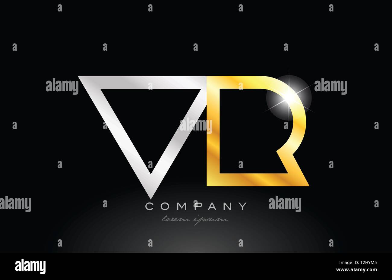gold silver alphabet letter logo combination vr v r design suitable for ...