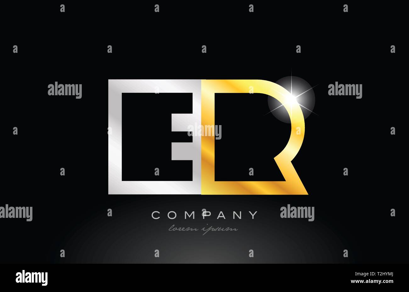 gold silver alphabet letter logo combination er e r design suitable for ...