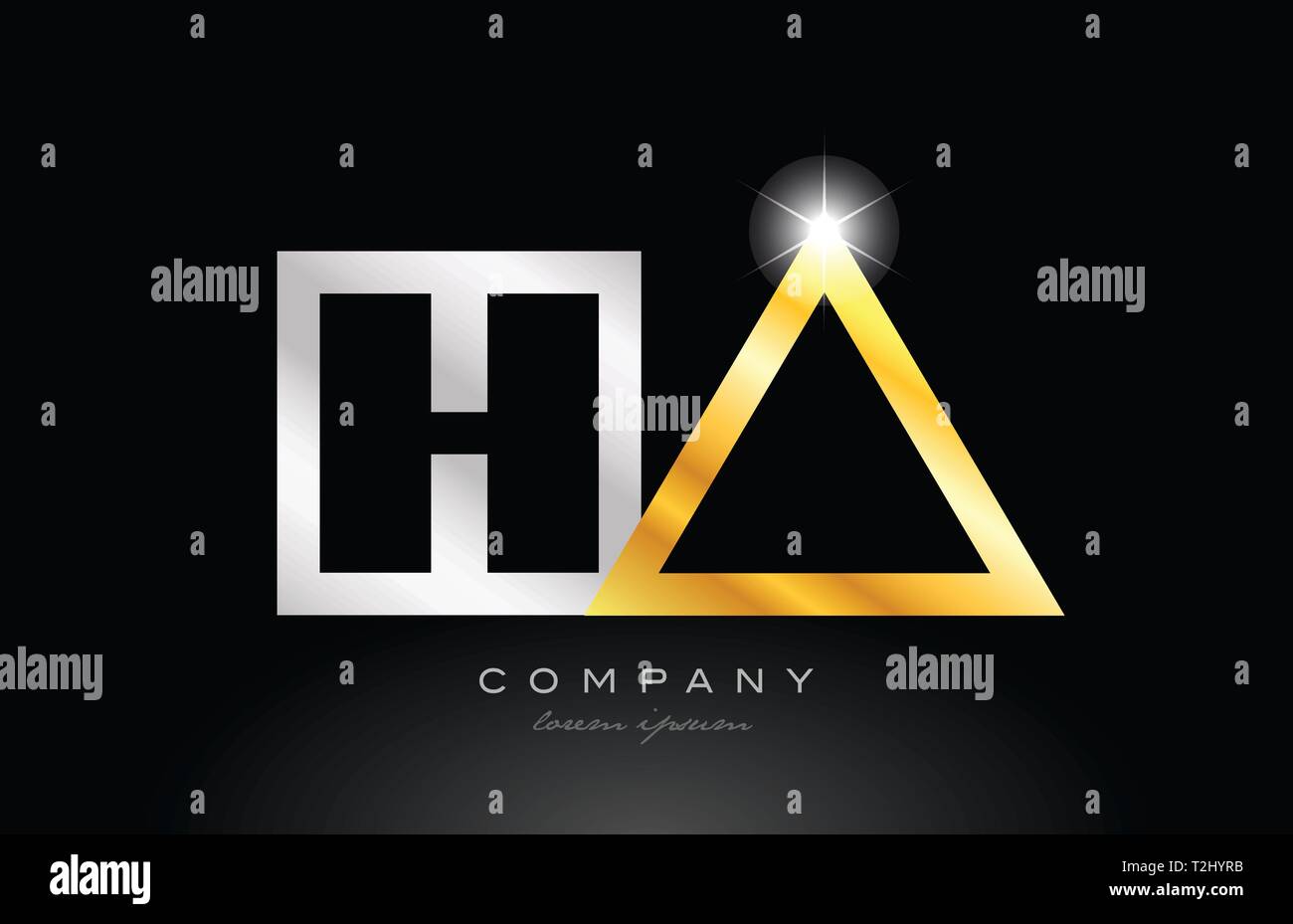 gold silver alphabet letter logo combination ha h a design suitable for ...