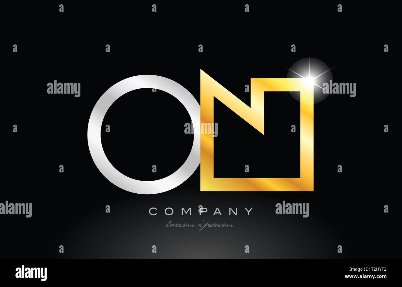 gold silver alphabet letter logo combination on o n design suitable for ...