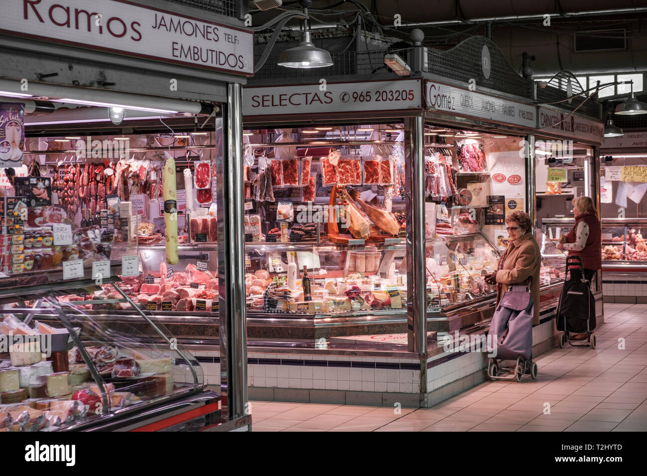 butcher shops in mercado central, the central market hall in the city ...