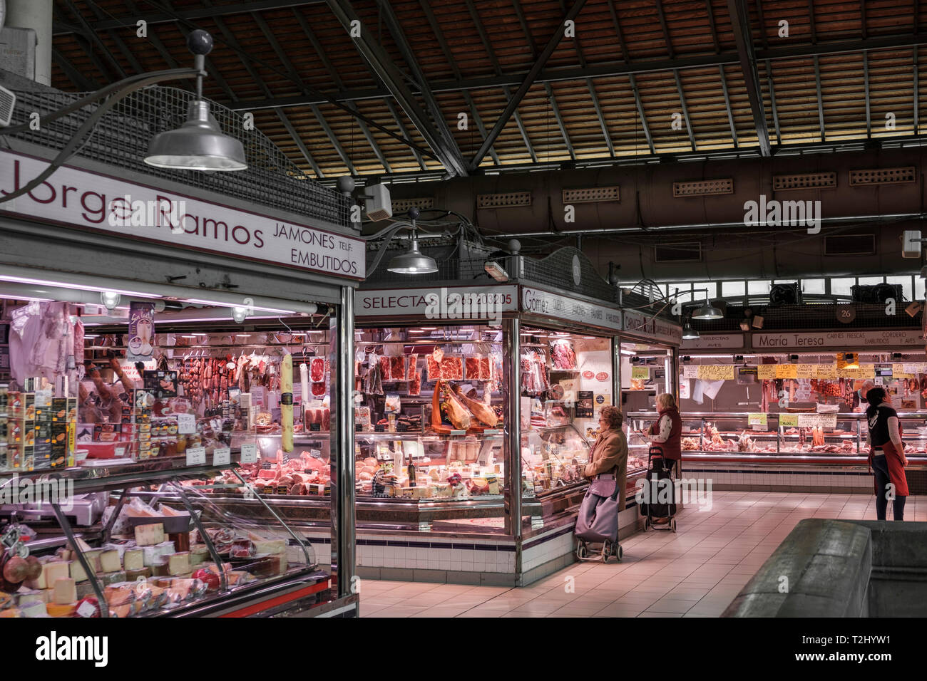 butcher shops in mercado central, the central market hall in the city ...