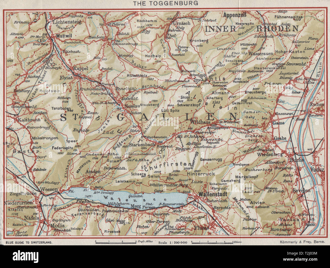 TOGGENBURG. Walensee Filzbach Flumserberg Ebenalp Alt St Johann 1948 ...