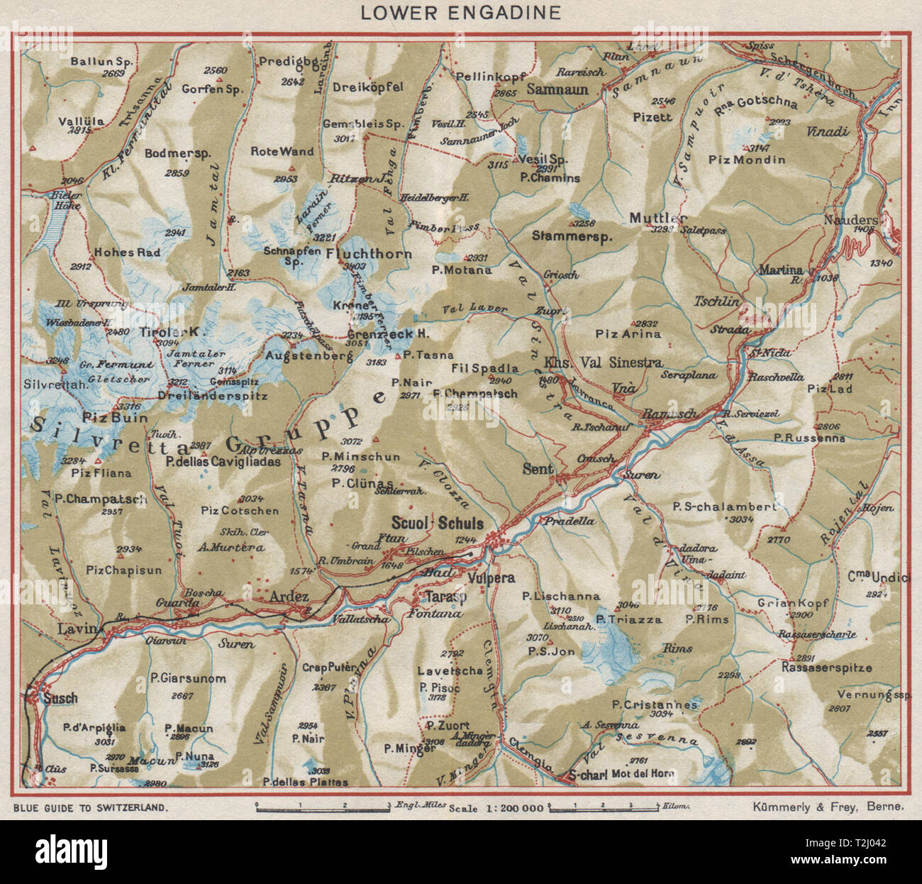 LOWER ENGADIN. Scoul/Schuls. Silvretta Gruppe. Unterengadin. Vintage ...