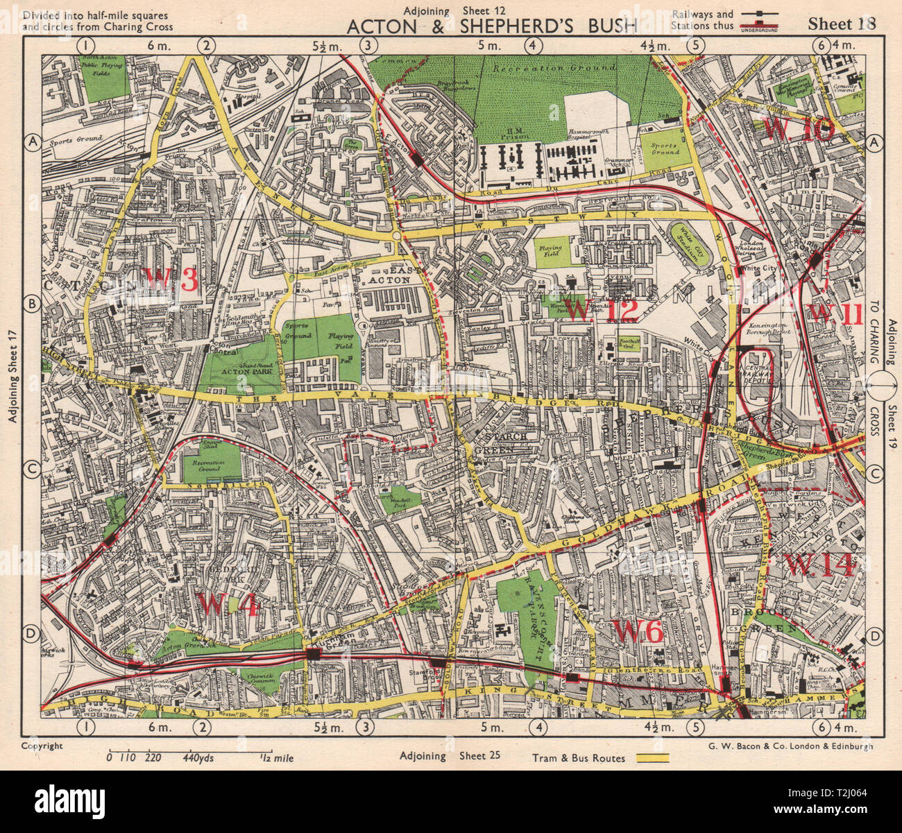 W LONDON. Acton Shepherd's Bush Brook Green West Kensington. BACON 1948 ...