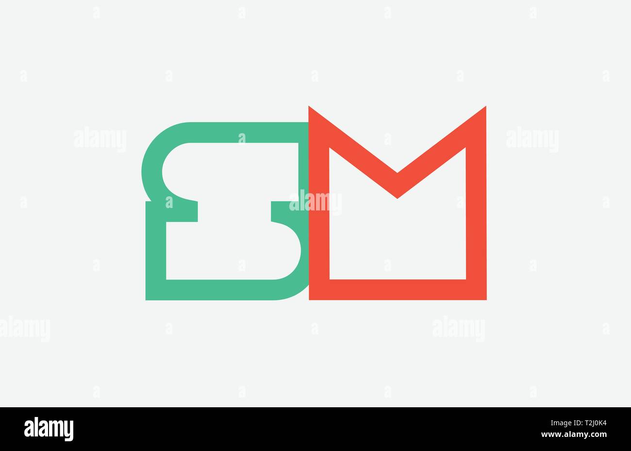 orange green alphabet letter logo combination sm s m design suitable ...