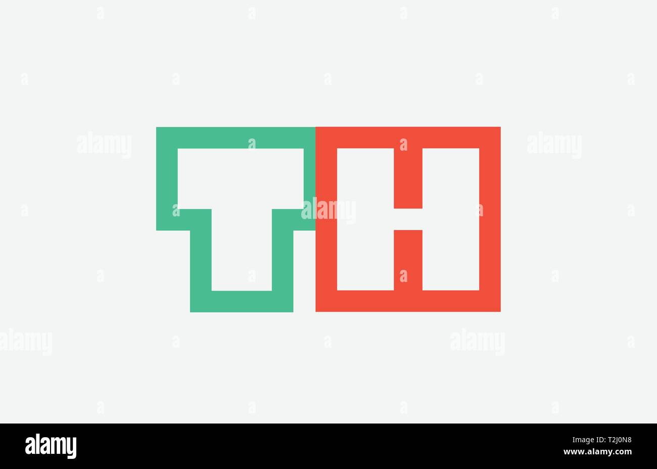 orange green alphabet letter logo combination th t h design suitable ...