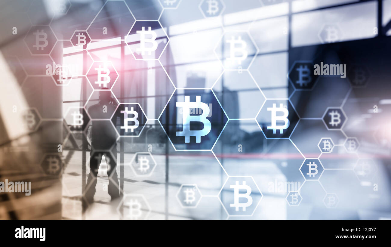 Bitcoin, Blockchain concept on server room background Stock Photo - Alamy