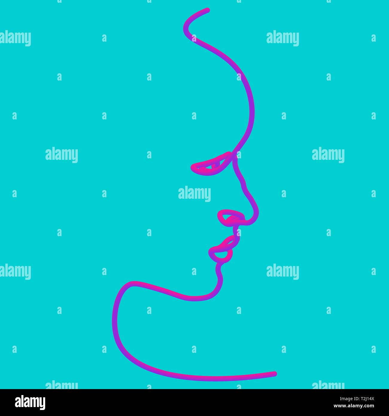 Girls silhouette of one color line on a color background. Vector ...