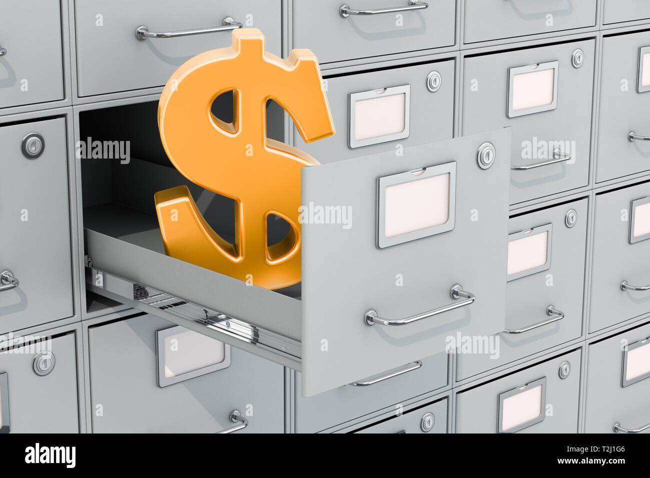 Dollar symbol in filing cabinet, 3D rendering Stock Photo - Alamy
