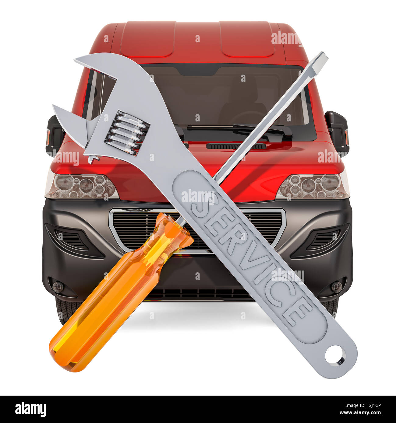 Van Repair and Service concept. 3D rendering isolated on white ...