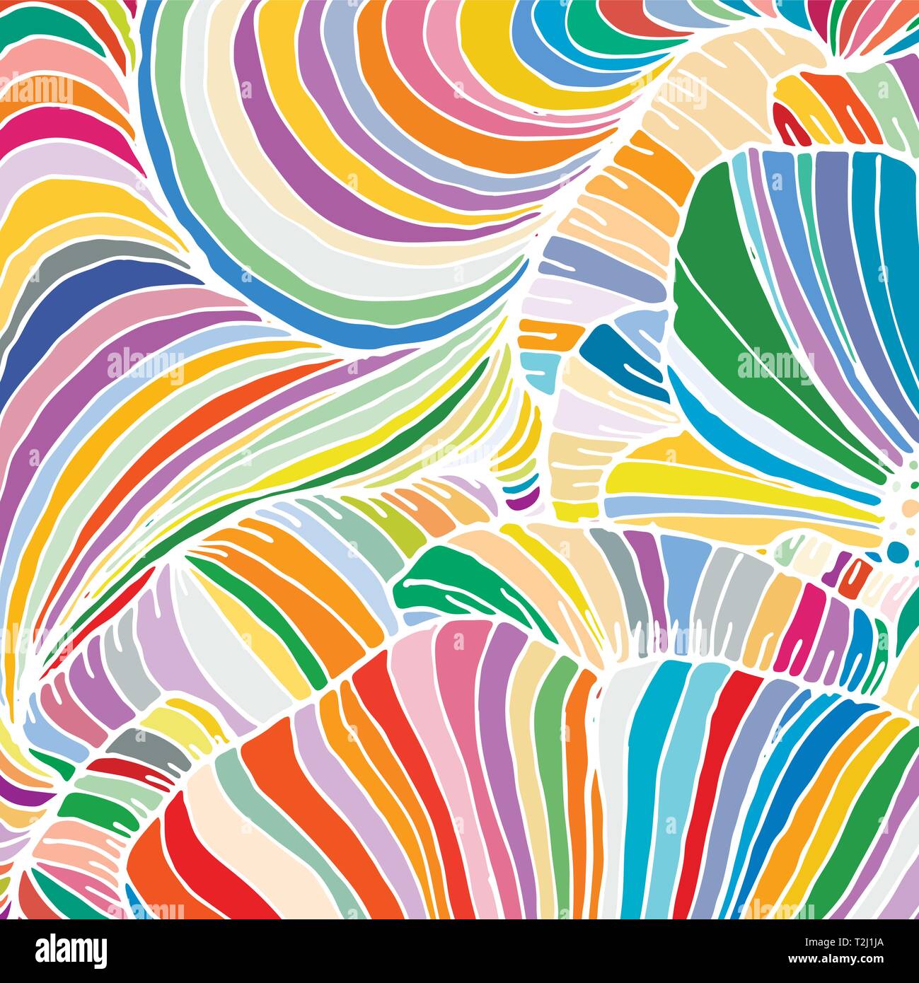 Vector doodle outline abstract ornamental flowers stripe background ...