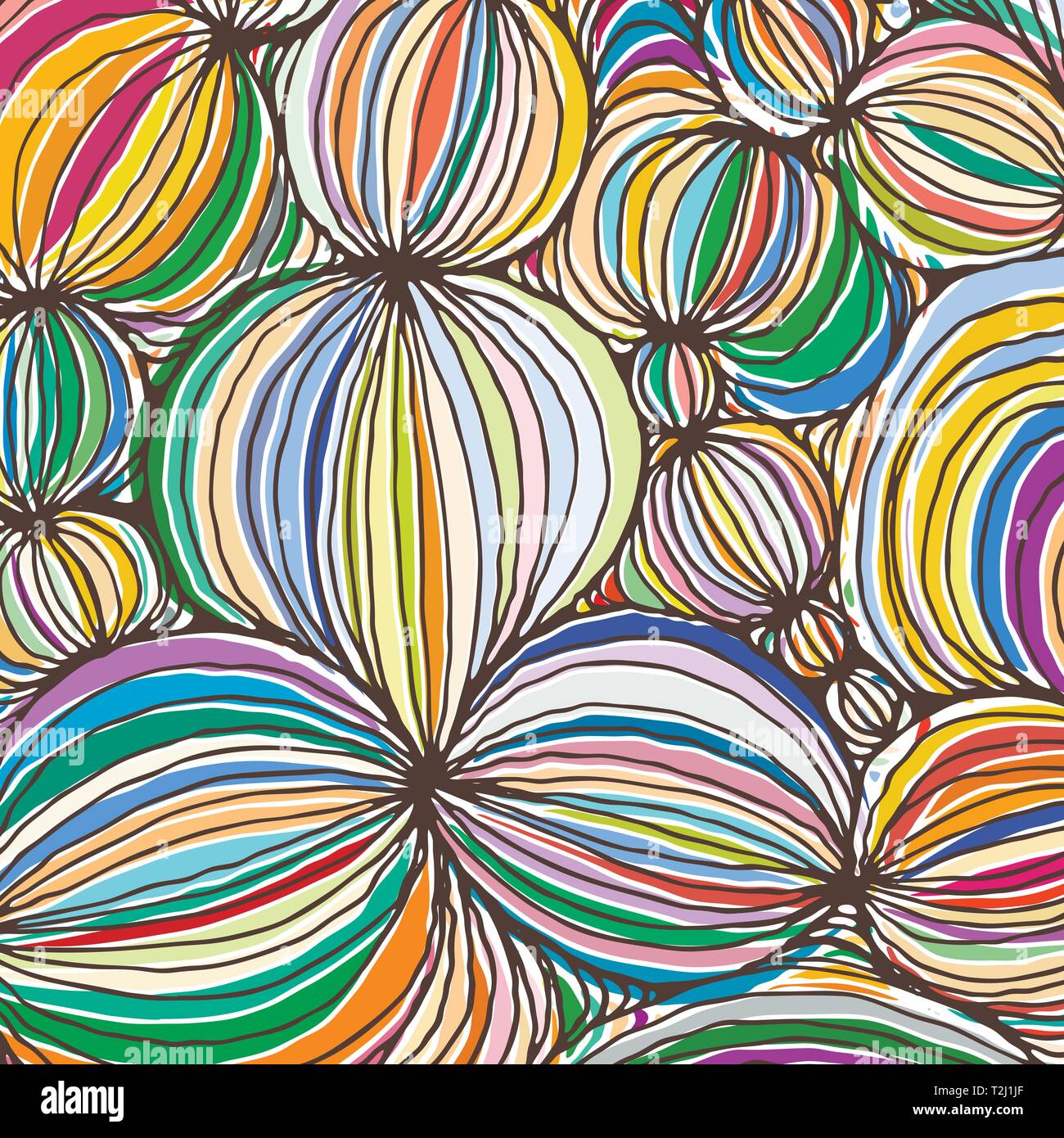 Vector doodle outline abstract ornamental ball stripe background. Funky ...