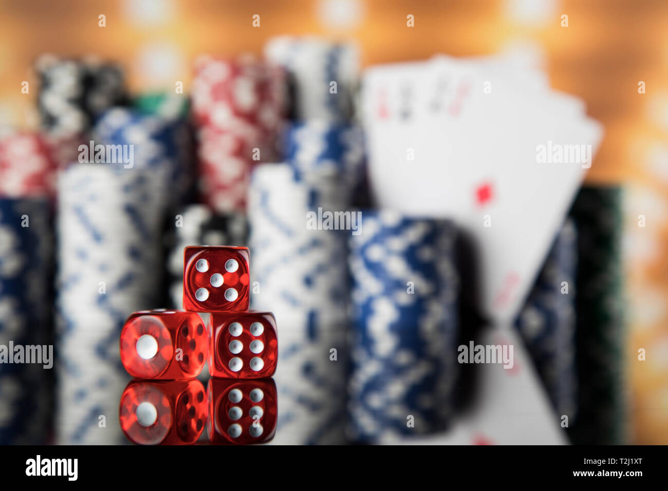 Poker Chips on gaming table Stock Photo - Alamy