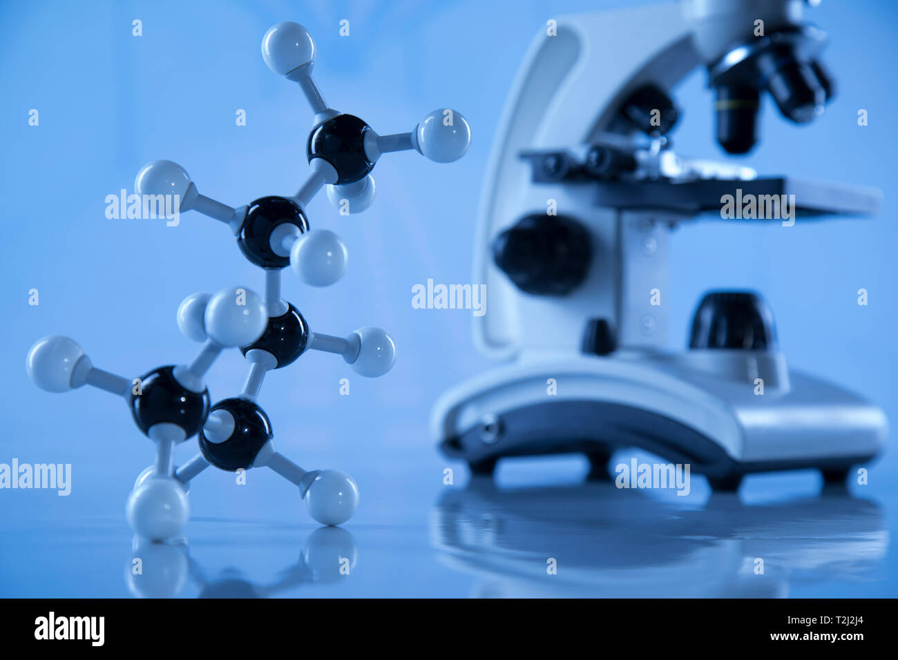 Laboratory beakers,Science experiment, blue background Stock Photo - Alamy
