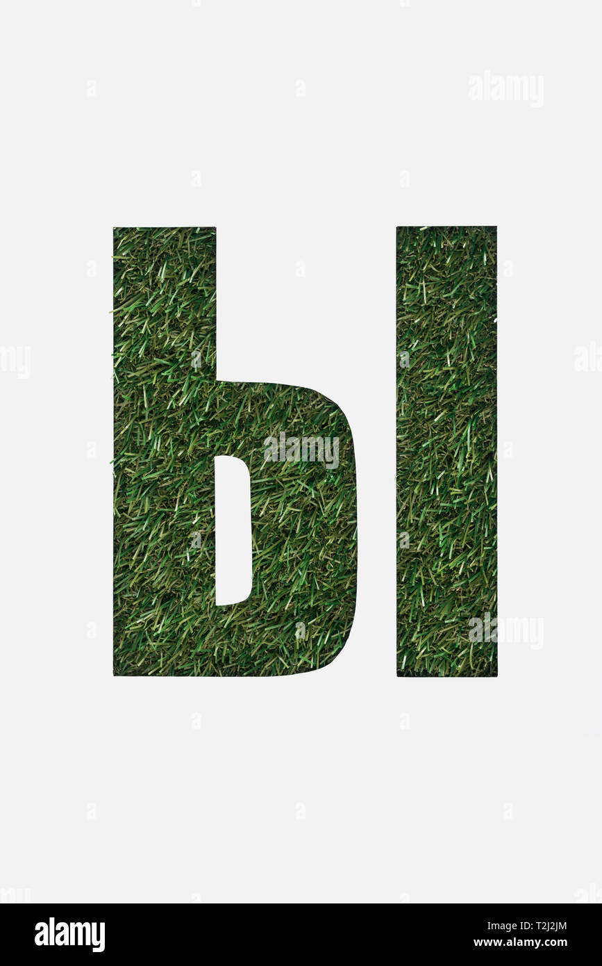 cut out letter from cyrillic alphabet made of fresh green grass ...