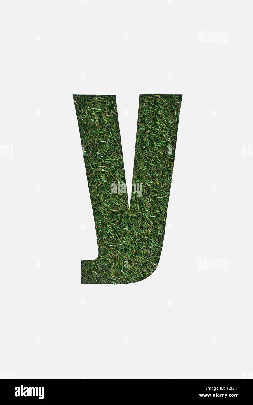 top view of cyrillic letter made of green grass isolated on white Stock ...