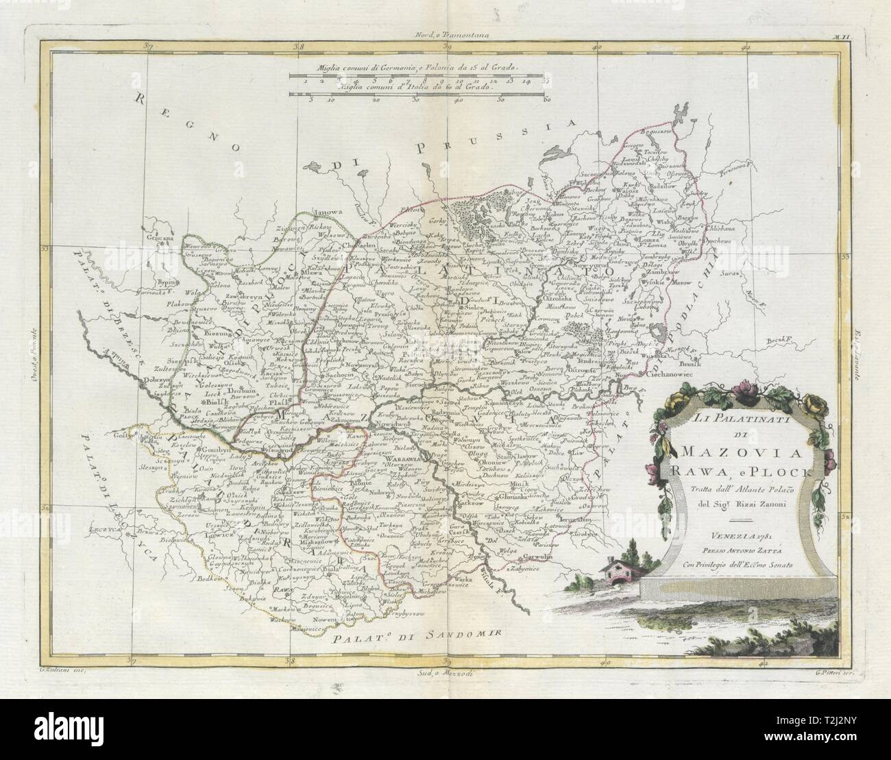 "Li Palatinati di Mazovia Rawa, e Plock…" Poland. Warsaw Masovia. ZATTA ...