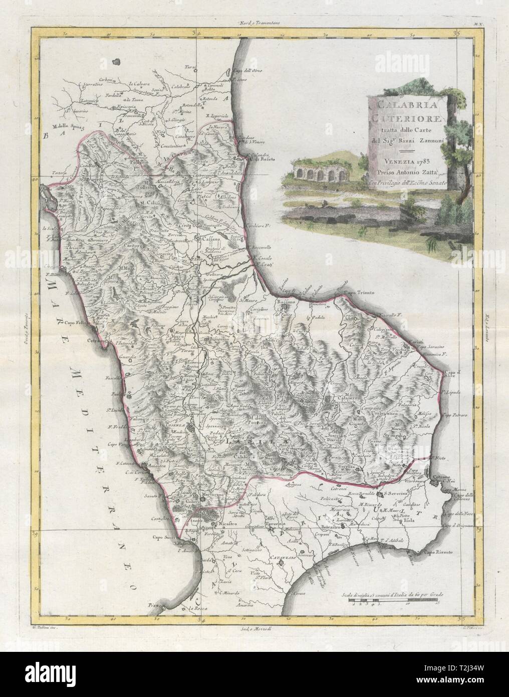 "Calabria Citeriore…". Lower Calabria. ZATTA 1784 old antique map plan ...