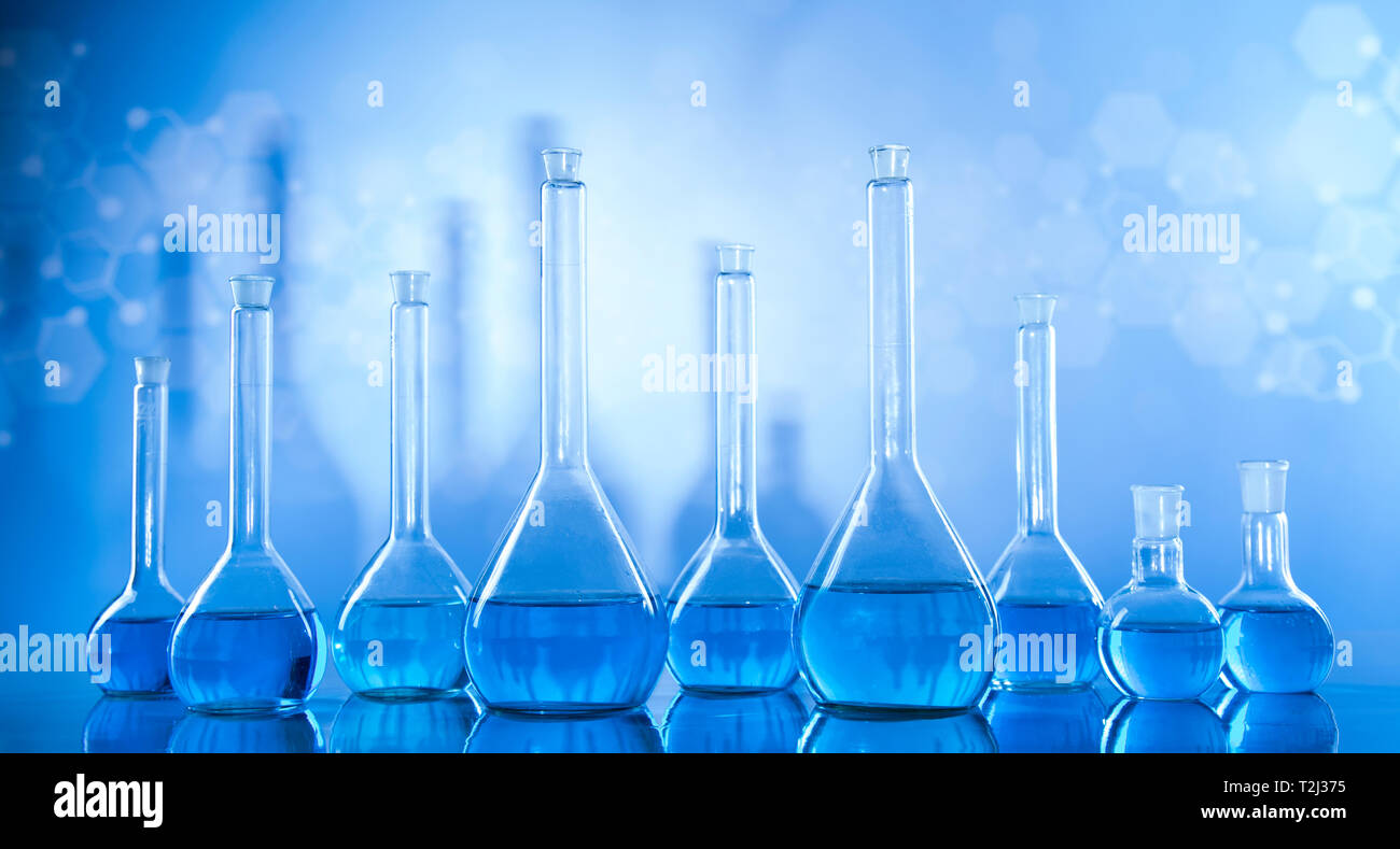 Glassware, Laboratory beakers,Science experiment Stock Photo - Alamy